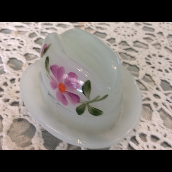 Vintage | Accents | Vintage Fedora Moon Glow Milk Glass Hat | Poshmark